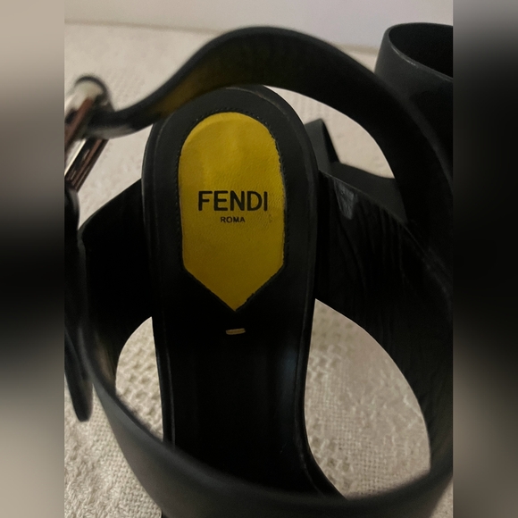 Fendi Roma | Shoes | Fendi Roma Chunky Black And Gold High Heel Shoes ...